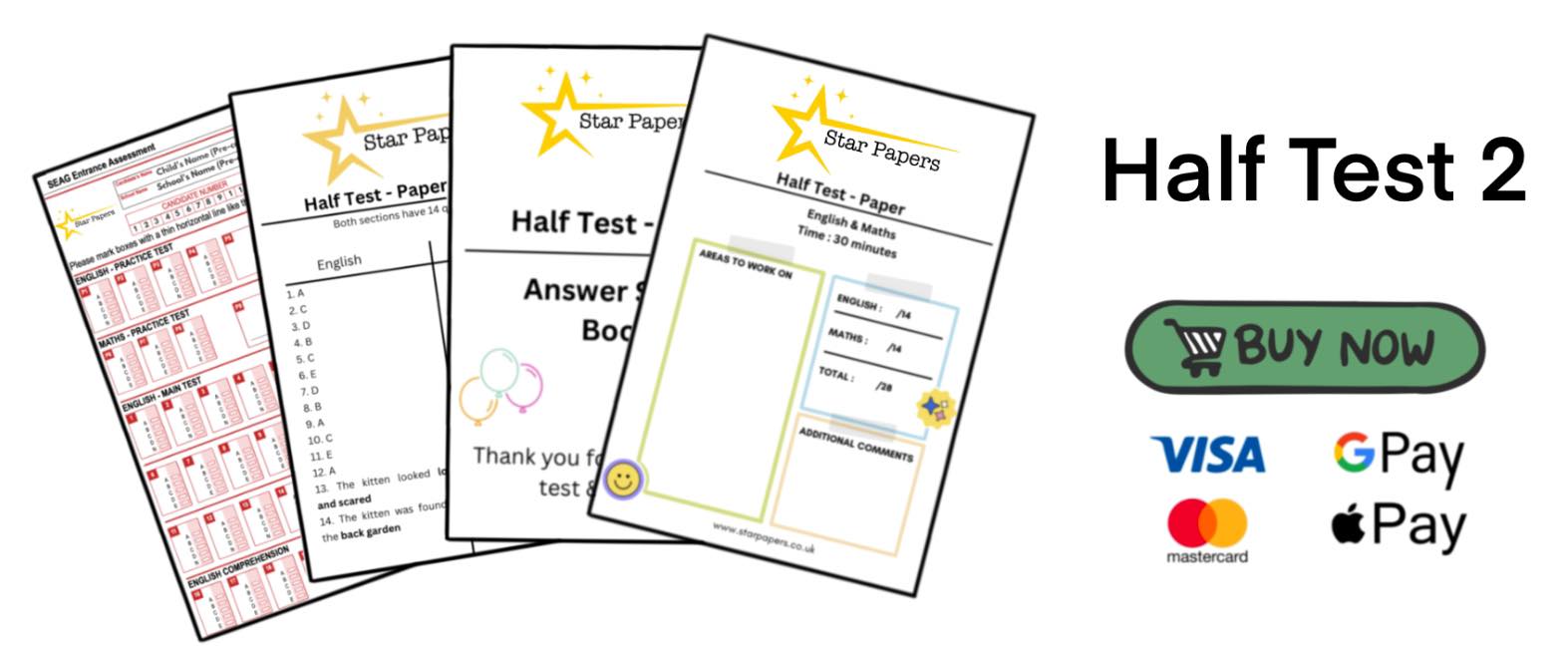 Half Tests - Perfect for SEAG revision
