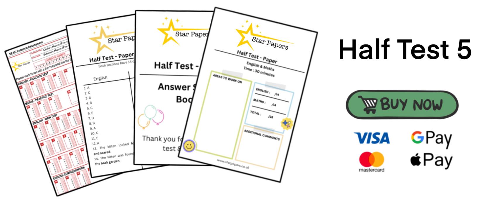 Half Tests - Perfect for SEAG revision
